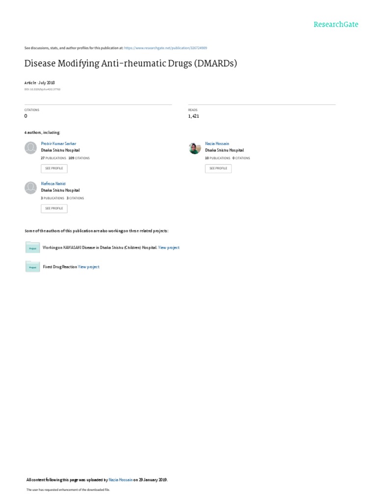 Disease Modifying Anti-Rheumatic Drugs DMARDs | PDF | Rheumatology ...