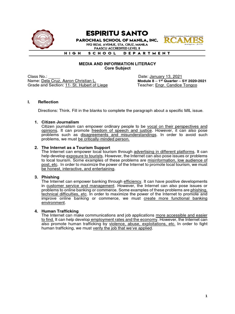 MEDIA AND INFORMATION LITERACY CORE SUBJECT | PDF