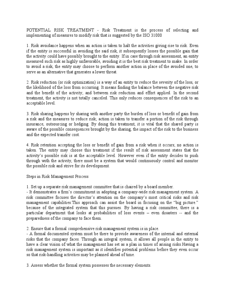 ISO 31000 Risk Treatment Options | PDF | Risk Management | Risk