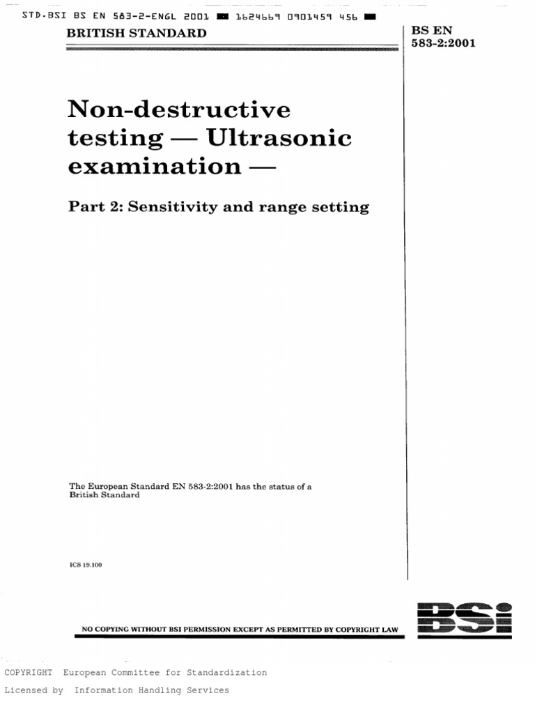 EN - 583-2 - (2001) - Non-Destructive Testing. Ultrasonic Examination ...
