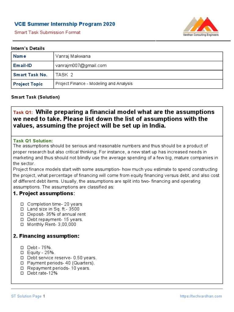 Vanraj Smart Task 2 | PDF | Debt | Equity (Finance)
