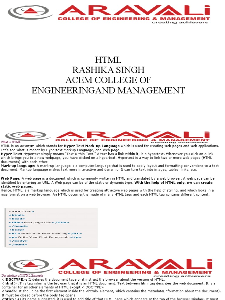 HTML | PDF | Html | Html Element
