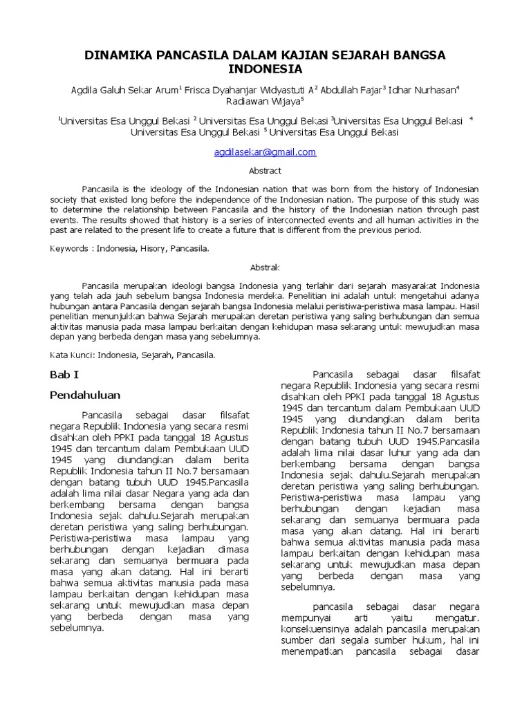 Jurnal Dinamika Pancasila Dalam Kajian Sejarah Bangsa Indonesia | PDF | Filsafat