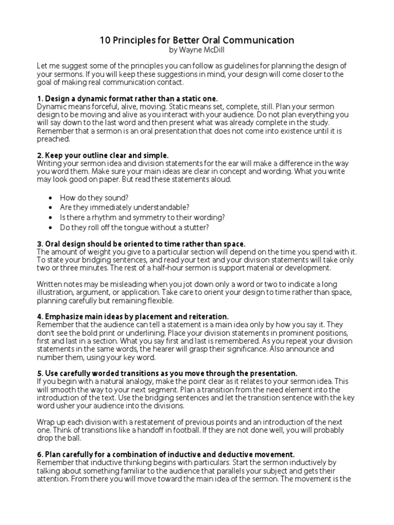 10 Principles of Communication | PDF | Idea | Sermon