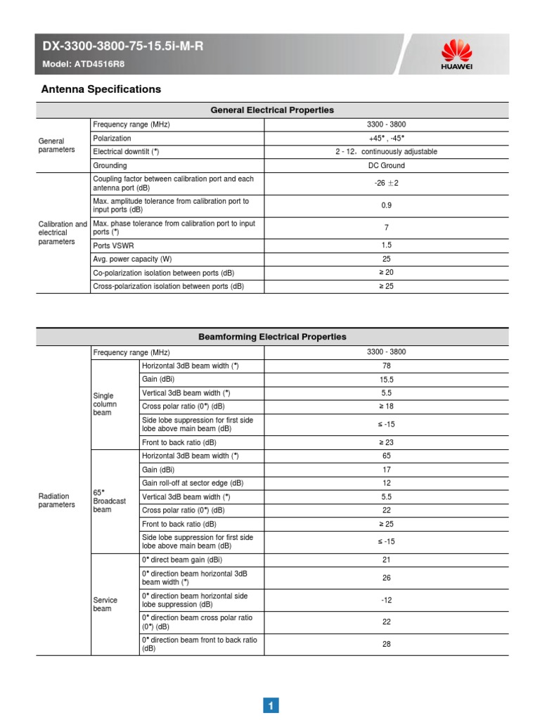 Huawei 8T8R Antenna ATD4516R8 | PDF | Antenna (Radio) | Radio