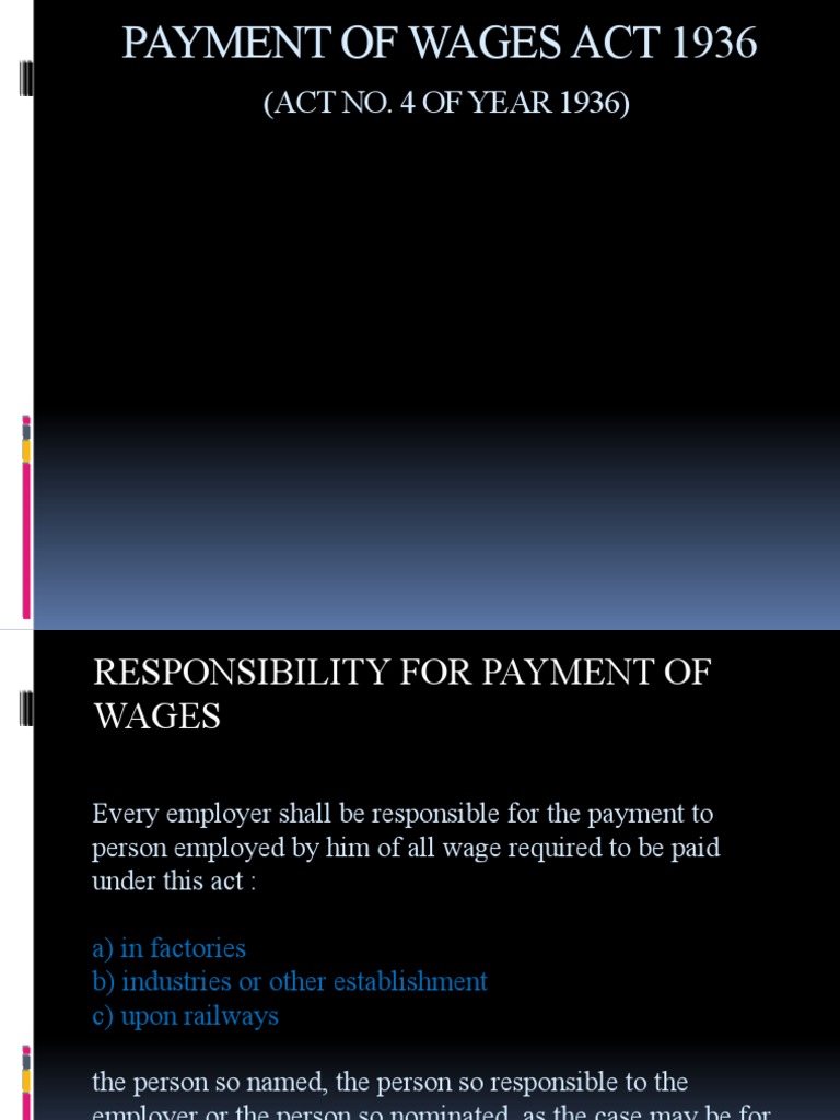 Payment of Wages Act 1936 | PDF | Wage | Payments