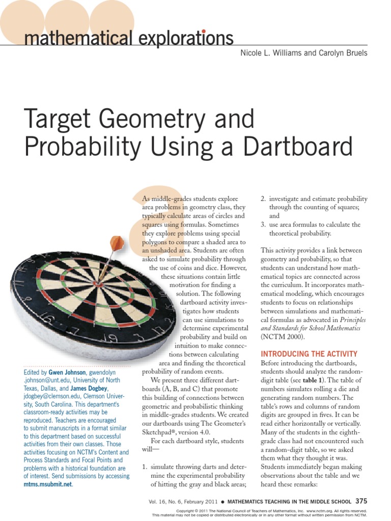 Target Geometry and Probability Using A Dartboard: Mathematical ...