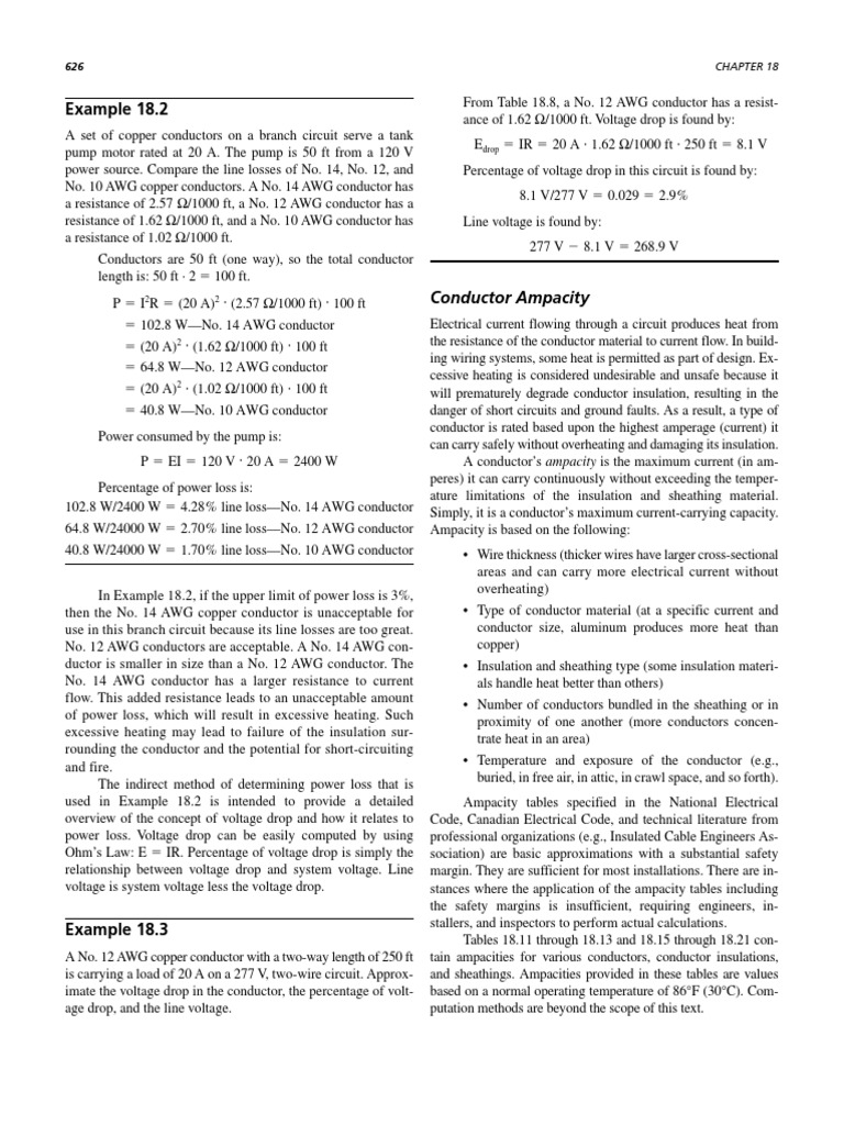 Voltage Drop in Electrical Conductors | PDF | Electric Motor ...