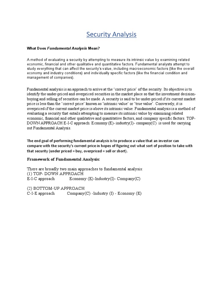 2.security Analysis | PDF | Technical Analysis | Market Trend
