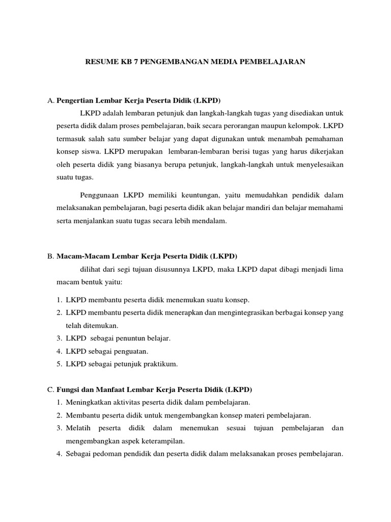 Resume KB 7 Pengembangan Media Pembelajaran | PDF