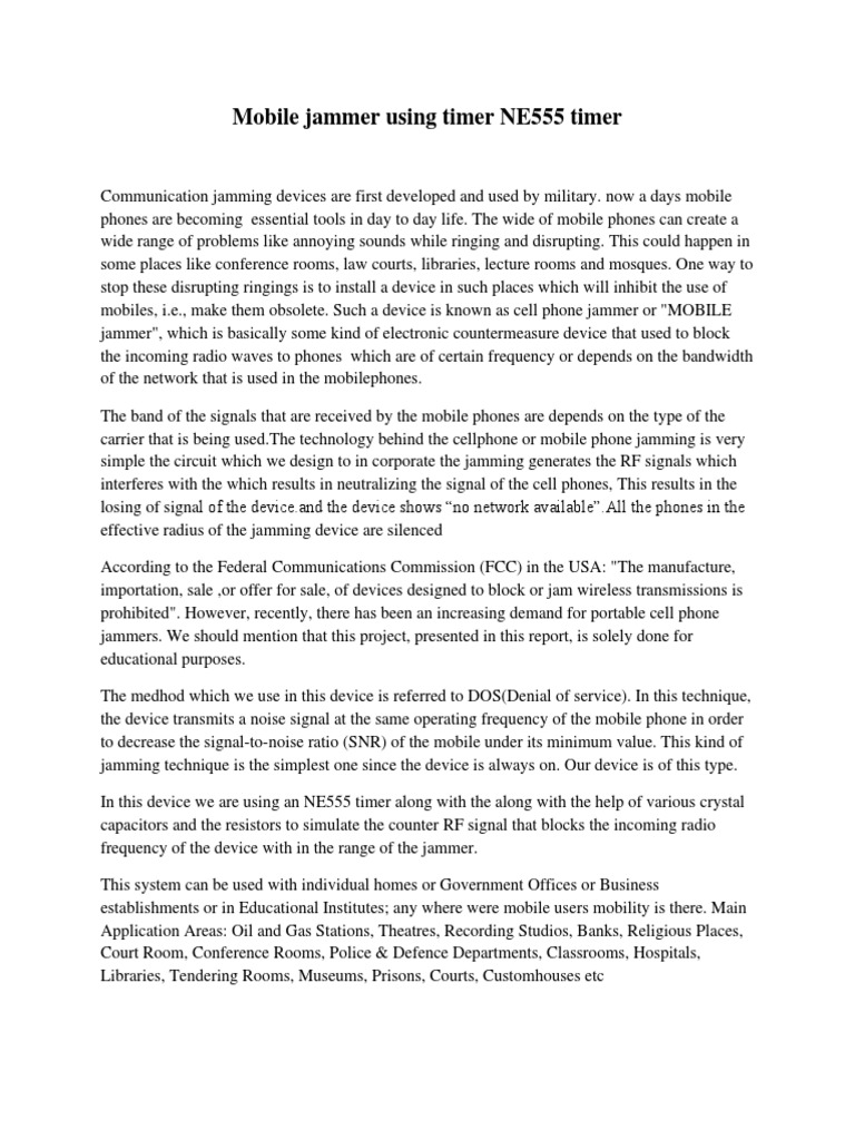Mobile Jammer Using Timer NE555 Timer | PDF | Mobile Phones | Radio