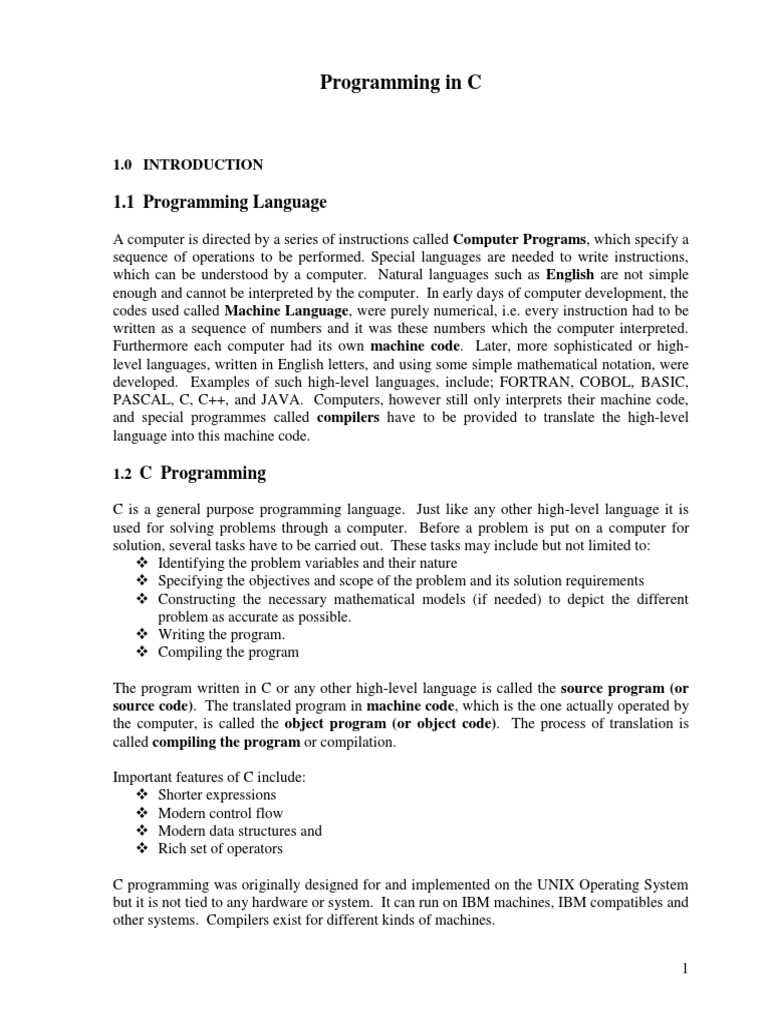 C - Lecture I - IV | Download Free PDF | Computer Programming | Parameter (Computer Programming)