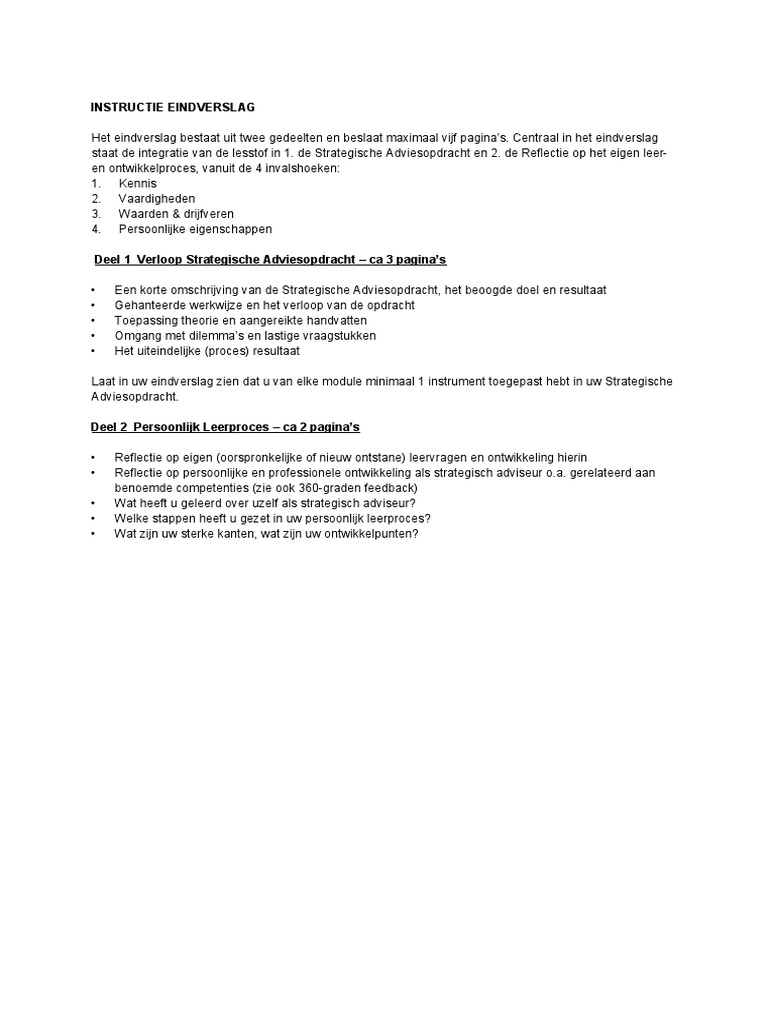 Instructie Eindverslag | PDF