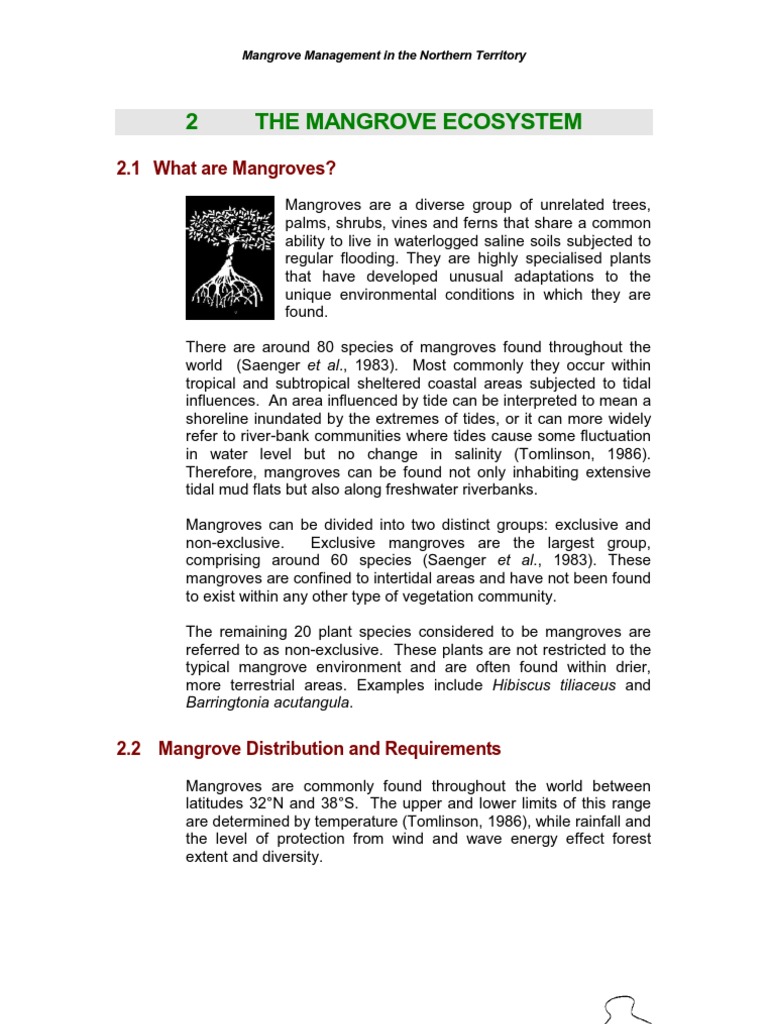 2 The Mangrove Ecosystem: 2.1 What Are Mangroves? | PDF