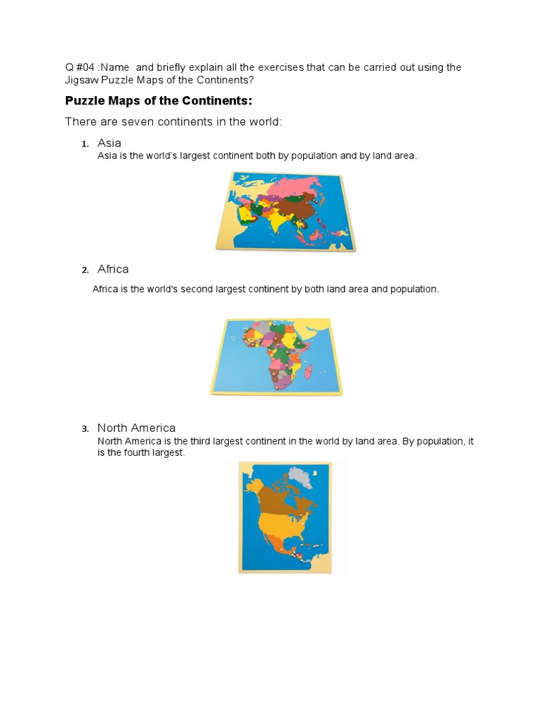 Jigsaw Puzzle Map of Continent | PDF