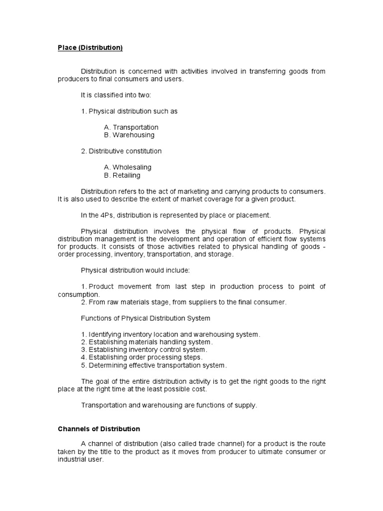 Place Distribution Strategies Explained | PDF | Retail | Supermarket