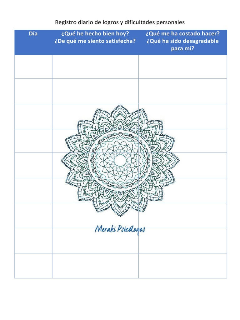 Registro Diario de Logros y Dificultades Personales | PDF