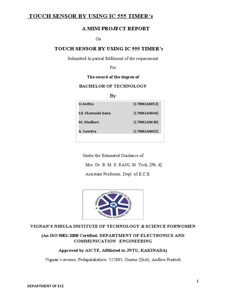 Touch Sensor by Using Ic 555 Timers For Final Review | Download Free ...