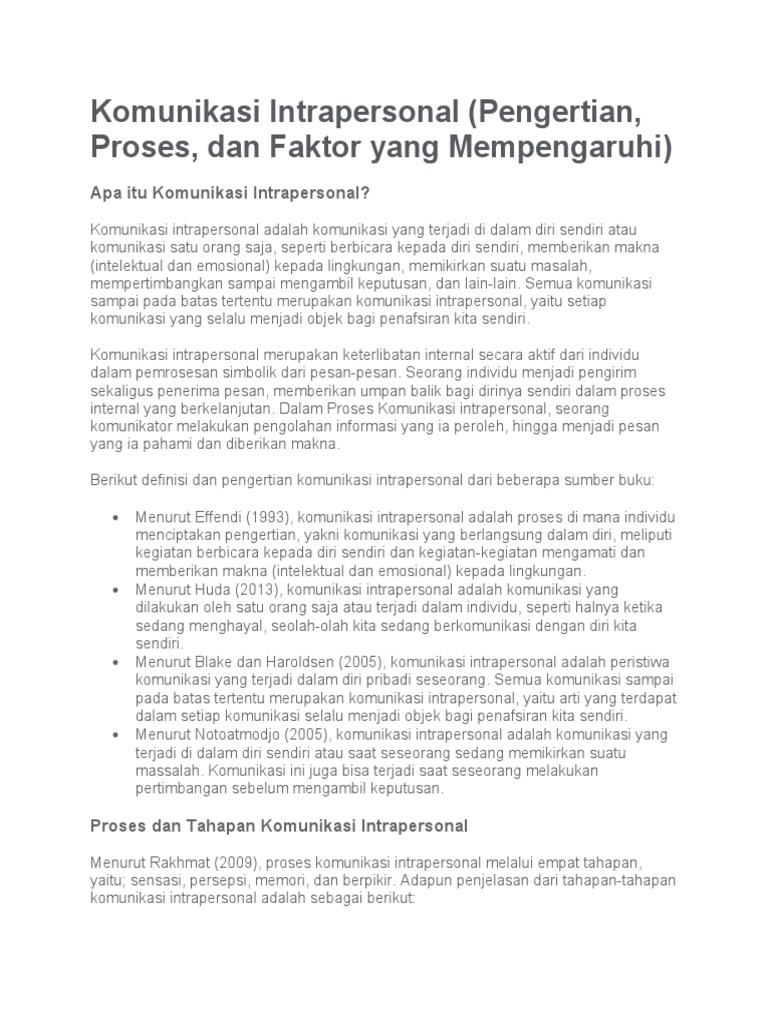 Komunikasi Intrapersonal | PDF
