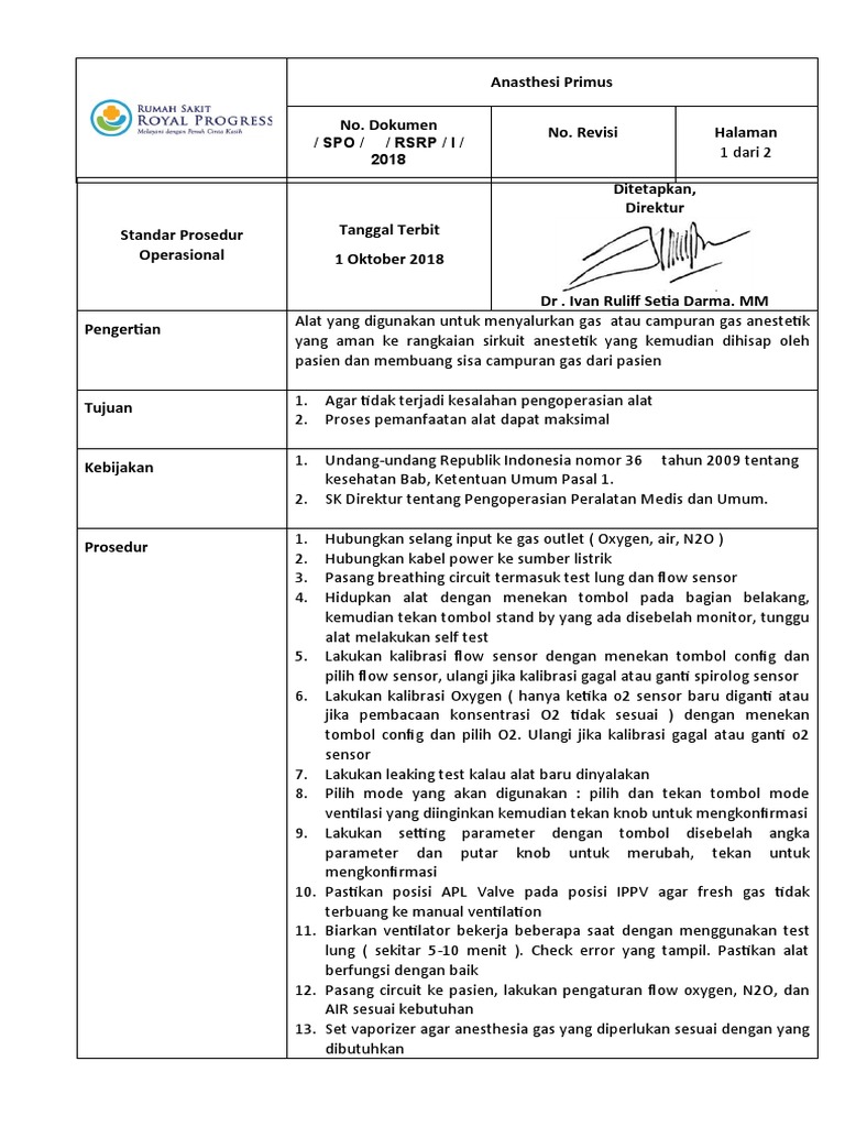 SPO Anasthesi Primus | PDF