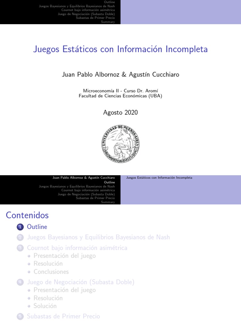 Juegos Estáticos Con Información Incompleta (Teoría) | PDF | Falla de ...