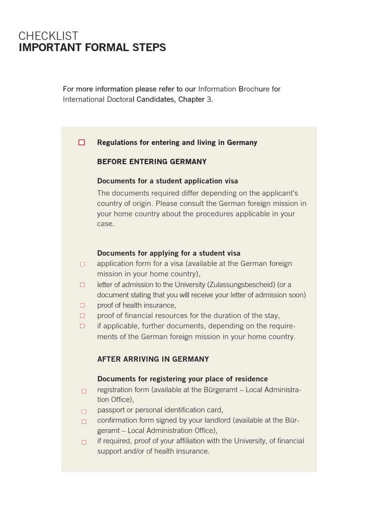 Germany Visa & Residence Checklist | PDF | Travel Visa | Passport