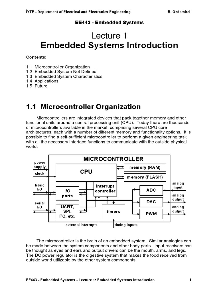 Embedded Systems Introduction: 1.1 Microcontroller Organization | PDF | Embedded System ...