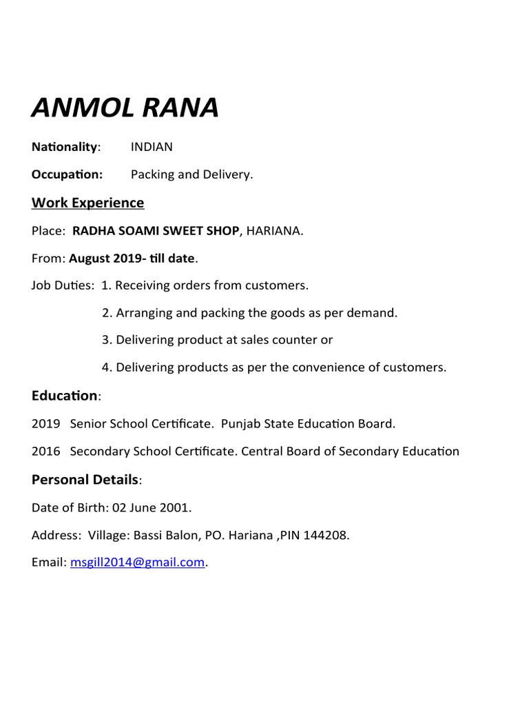 ANMOL RANA Curriculum Vitae | PDF