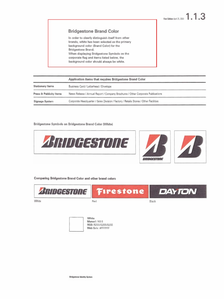 Application Items That Requires Bridgestone Brand Color | PDF | Logos ...