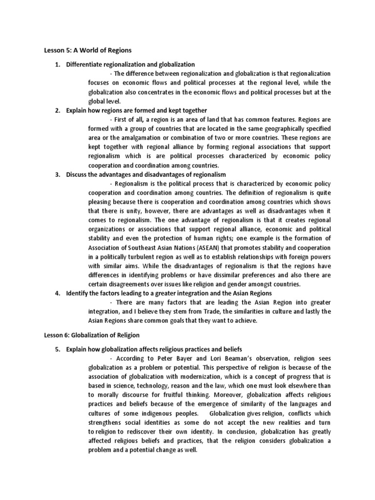 Regionalization and Globalization Explained | PDF | Globalization ...