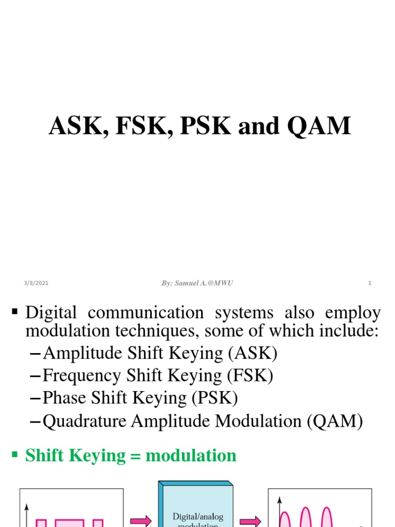 Ask, FSK, PSK and Qam: By: Samuel A.@MWU | PDF | Modulation ...