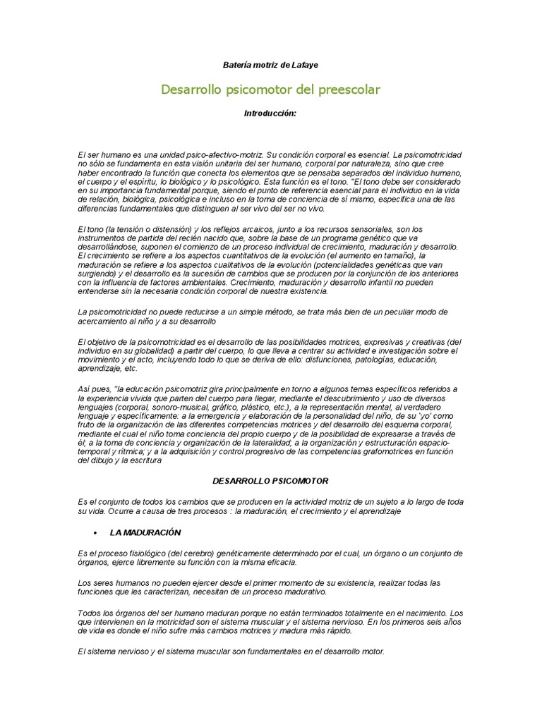 TEST DE BAYER Desarrollo Psicomotor Del Preescolar | PDF | Aprendizaje ...