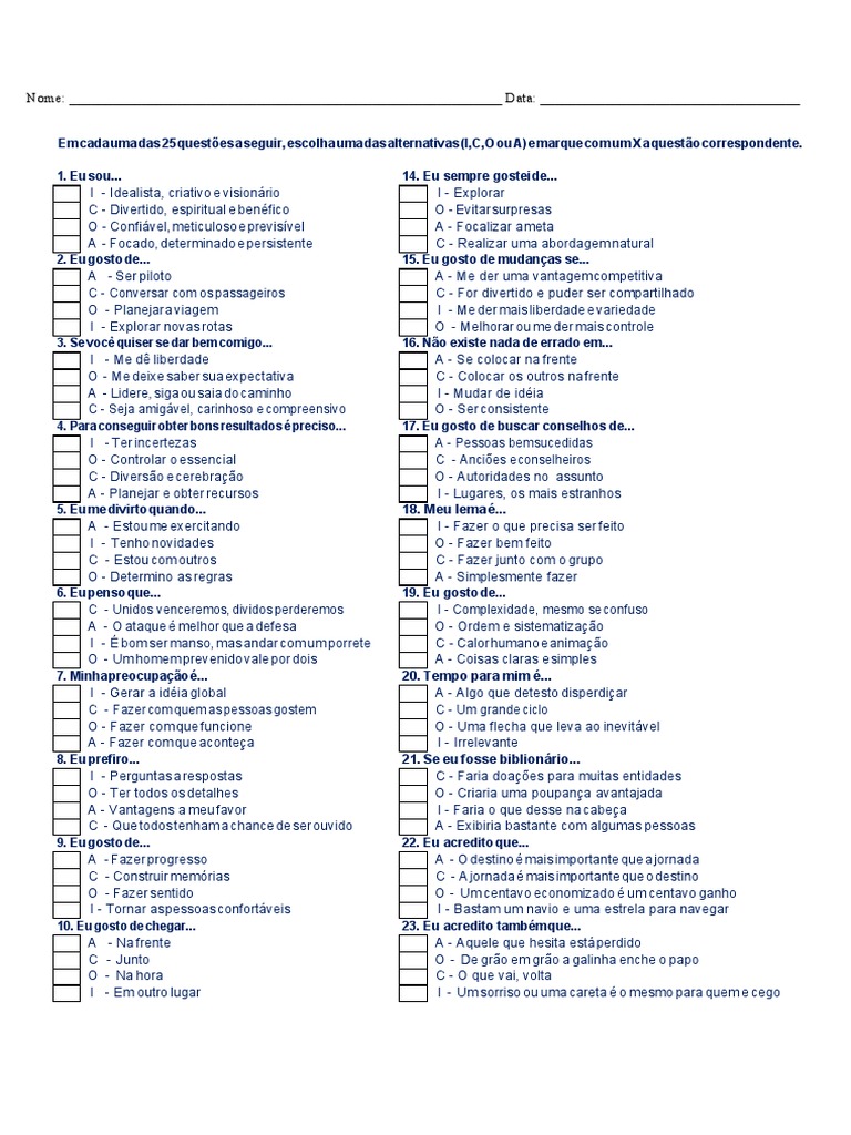 Teste Perfil Comportamental | PDF