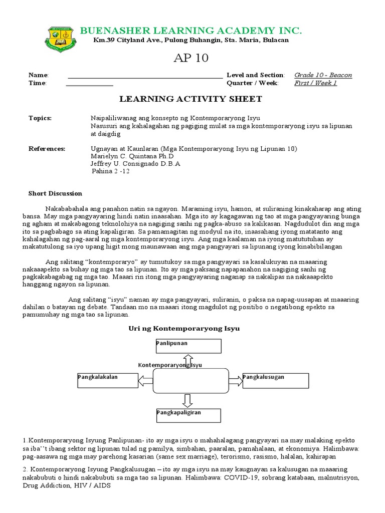 WORK SHEET AP10 1st To 5thactivity | PDF WORK SHEET AP10 1st To 5thactivity | PDF