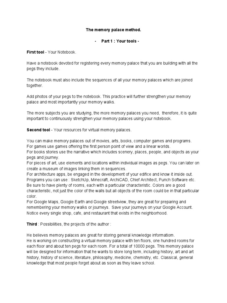 The Memory Palace Method | PDF | Mental Image | Memory