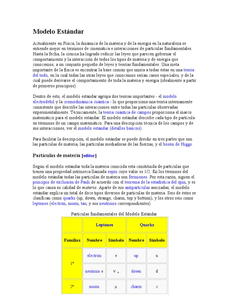 Modelo Estándar | PDF | Modelo estandar | Cuarc