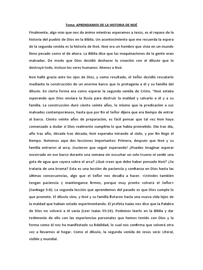 Historia de Noe | PDF | Noé | Mito de la inundación