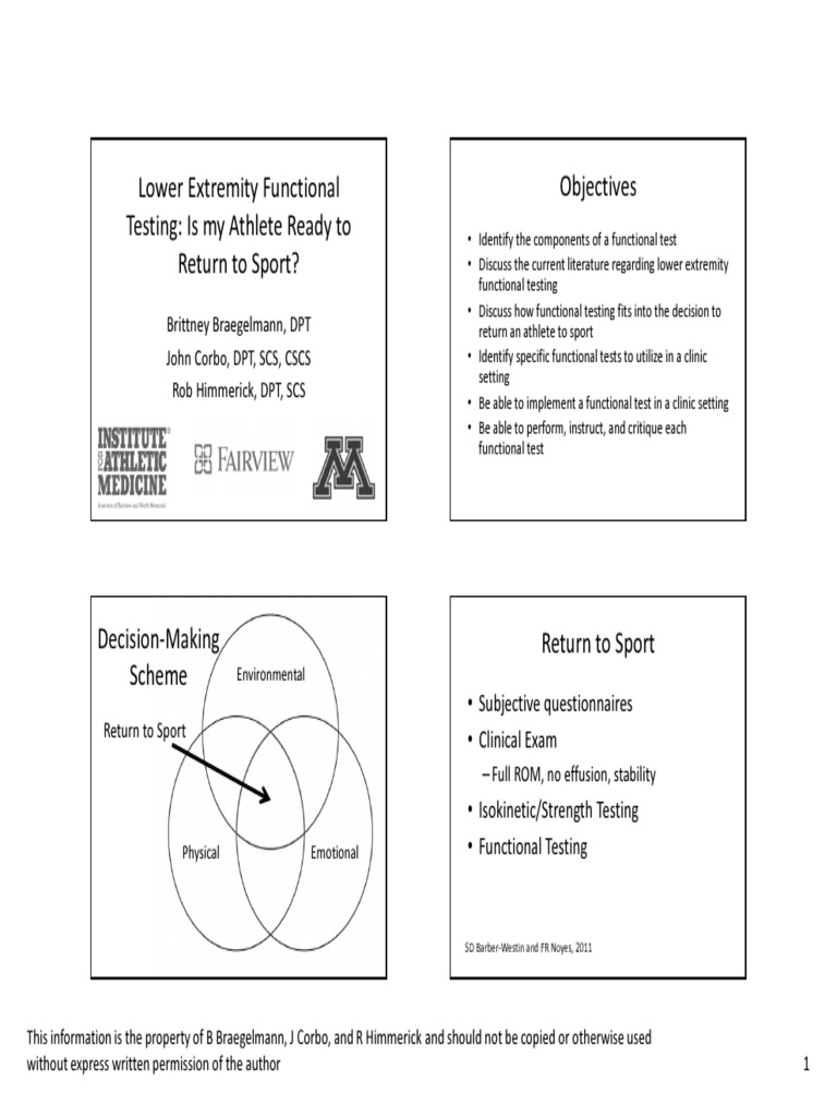 Lower Extremity Functional Testing for Return to Sport | PDF ...
