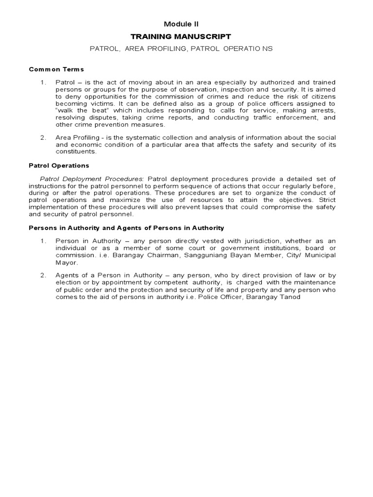 Module II To Print | PDF | Patrol | Police