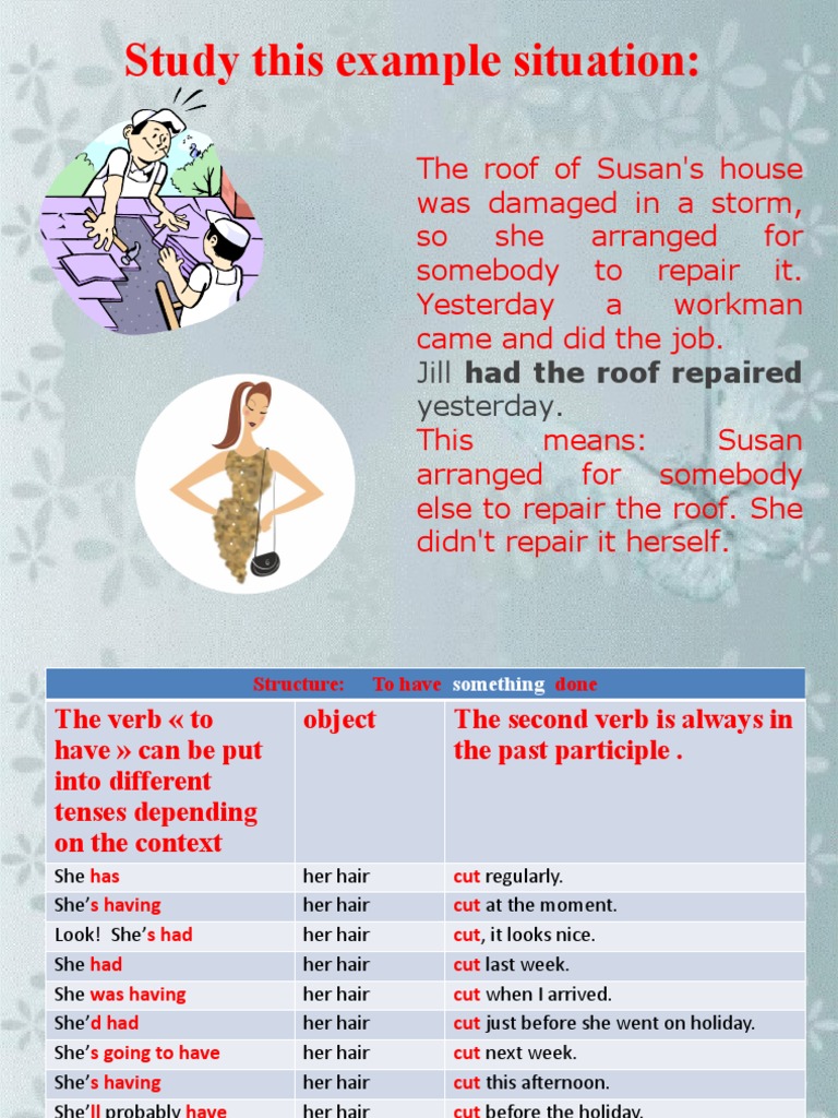 Study This Example Situation:: Jill Had The Roof Repaired Yesterday | PDF