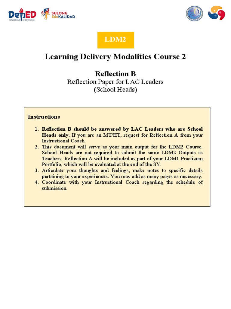 Learning Delivery Modalities Course 2: Reflection B | PDF | Mentorship ...