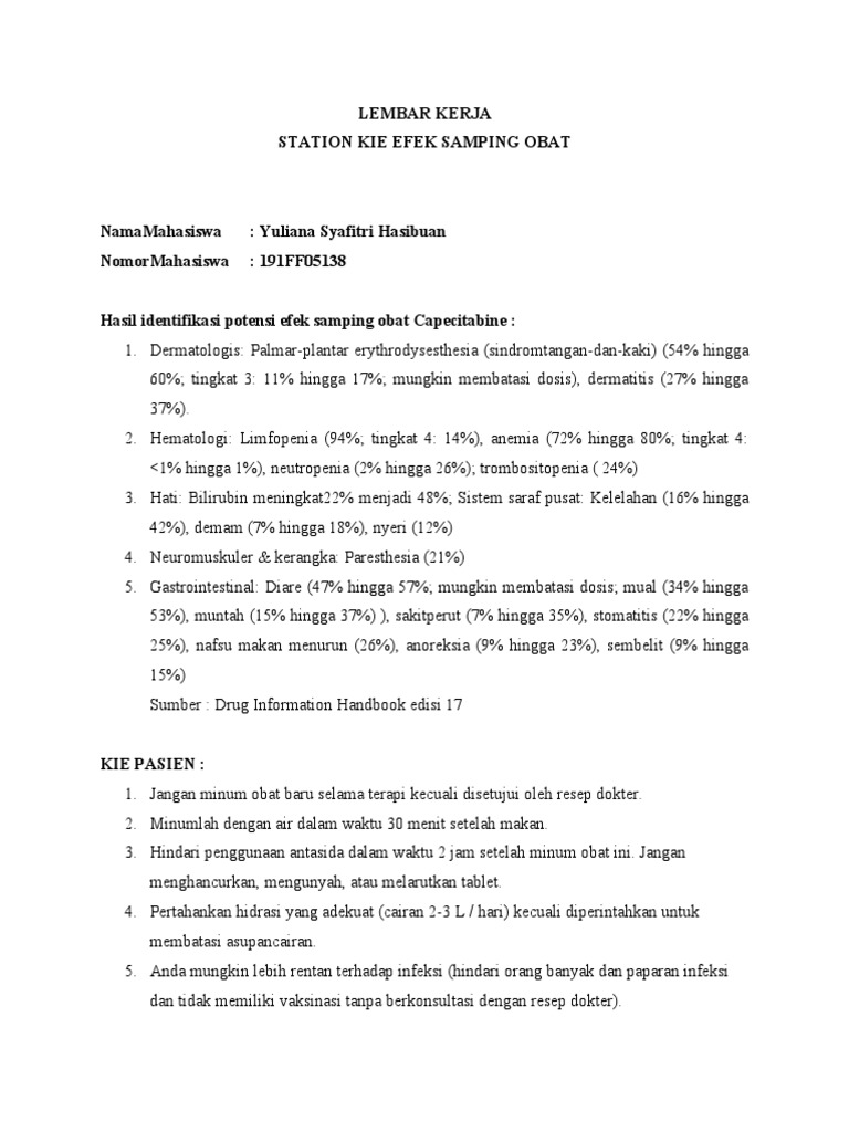 Lembar Kerja Station Kie Efek Samping Obat | PDF