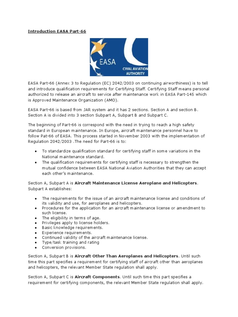 EASA Part-66 Aircraft Maintenance License Guide | PDF | Aviation
