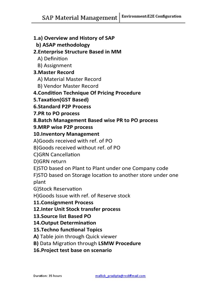 SAP Material Management E2E Configuration Guide | PDF