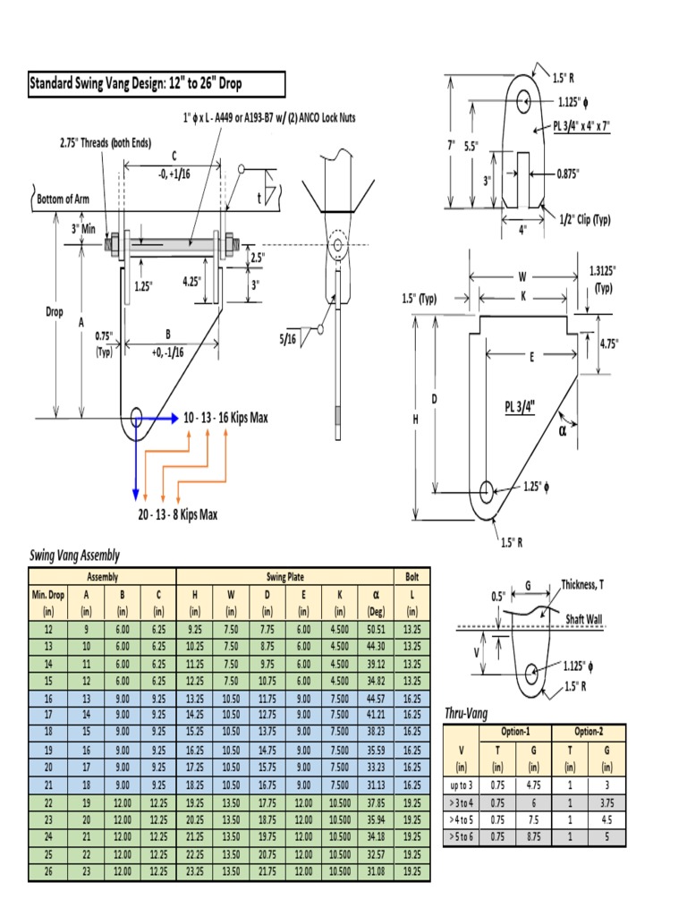 Standard Swing Vang Design: 12" To 26" Drop | PDF | Tools | Mechanical ...