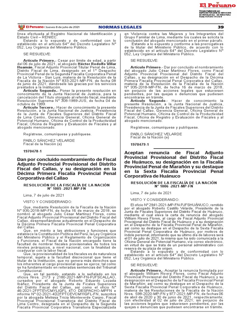 Normas Legales: El Peruano | Descargar gratis PDF | Fiscal | Perú