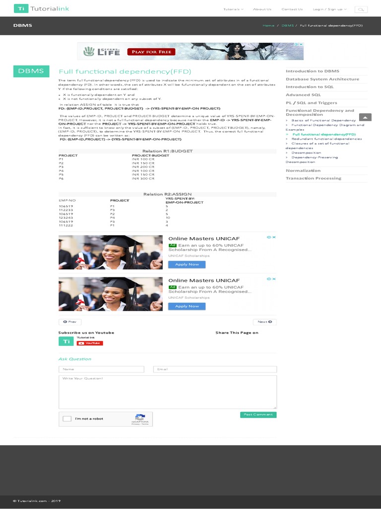 Full Functional Dependency (FFD) - DBMS | PDF | Databases | Software Design