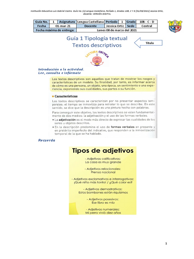 Guía de Textos Descriptivos para Estudiantes | PDF | Science | Ciencia ...