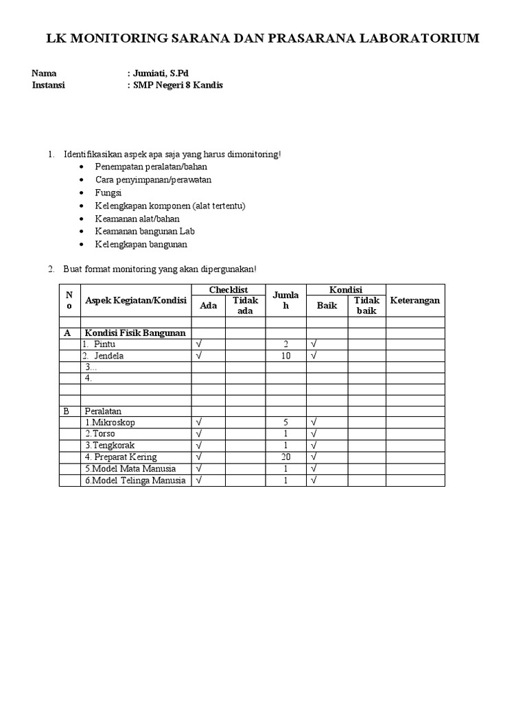 LK Monitoring Sarana Dan Prasarana Laboratorium | PDF