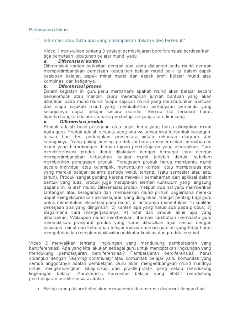 Bahan Diskusi Rangkuman Video | PDF